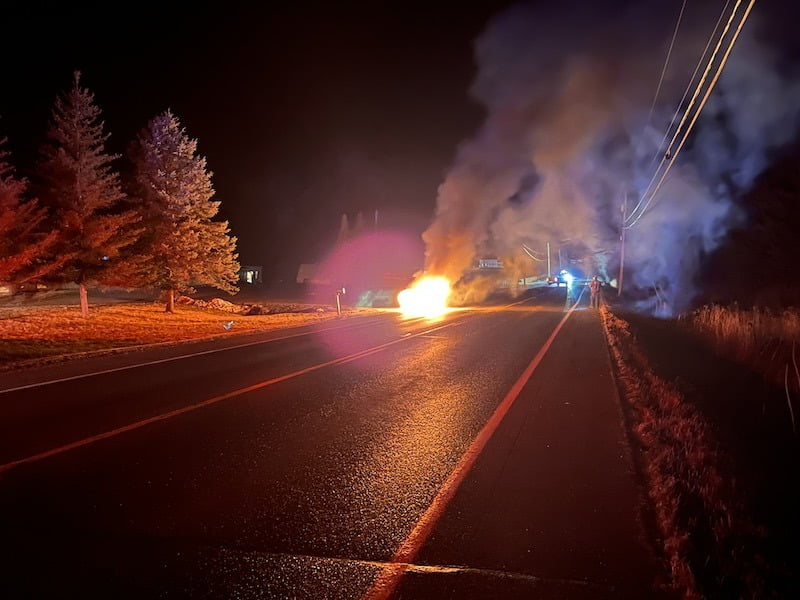 Brandon Fire Department extinguishes flaming car - The Brandon Reporter